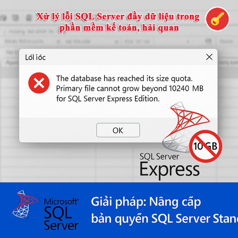Lưu trữ xử lý lỗi đầy dữ liệu sql server express;giới hạn 10gb sql server;phần mềm kế toán lỗi ...